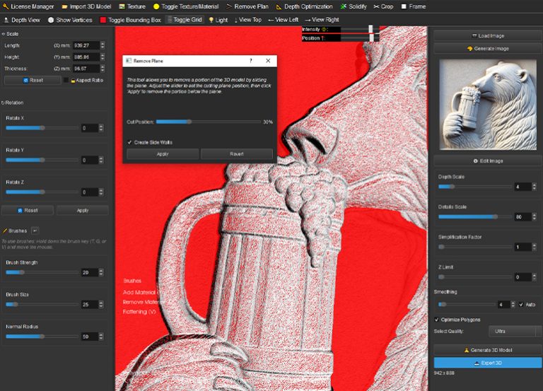 VistaSculpt - AI Image to 3D Model, Relief and 2D Vector Software